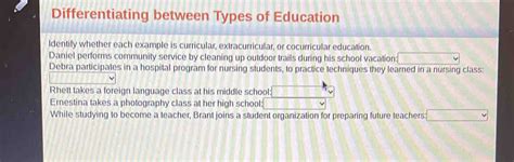 Solved Differentiating Between Types Of Education Ldentify Whether
