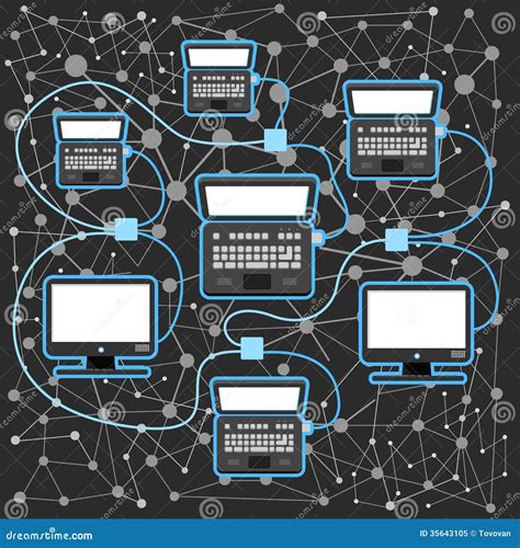 Scheme Of Modern Computer Network Stock Vector Illustration Of Information Personal 35643105