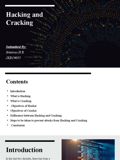 Presentation On Hacking And Cracking Pdf Security Hacker Theft