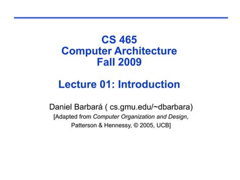 Cs465lec1ppt Computer Architecture In The Fall Term Ppt Operating Systems Computer