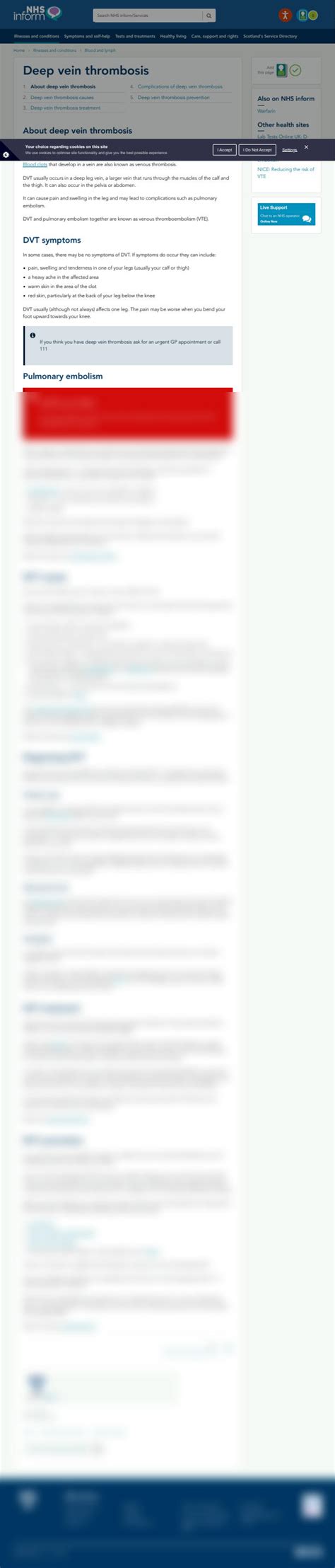 Solution Deep Vein Thrombosis Dvt Illnesses Conditions Nhs Inform