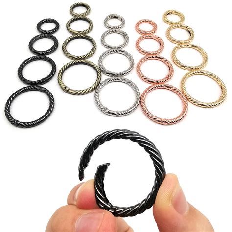 트위스트 스프링 O 링 개방형 가죽 가방 핸드백 스트랩 버클 연결 열쇠 고리 펜던트 열쇠 강아지 체인 스냅 걸쇠 클립 카라비너