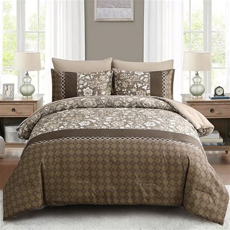 Wongs Bedding Brown Comforter Set King 7 Pieces Bed In A