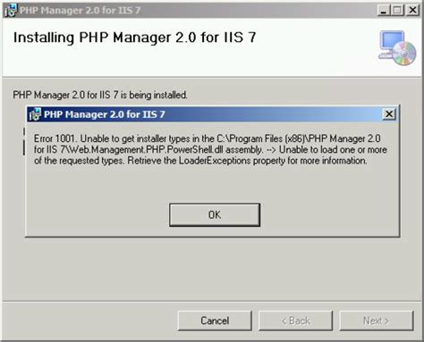 Installatioin Failed Due To Web Management Php Powershell Dll On
