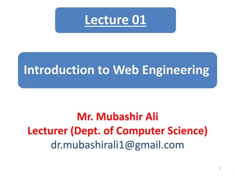 Lecture 1 Introduction To Web Engineering Course Overview And