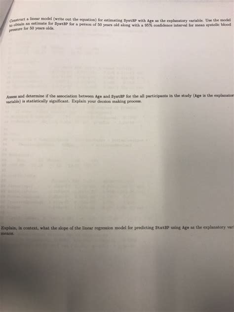 Construct A Linear Model Write Out The Equation For Chegg Com