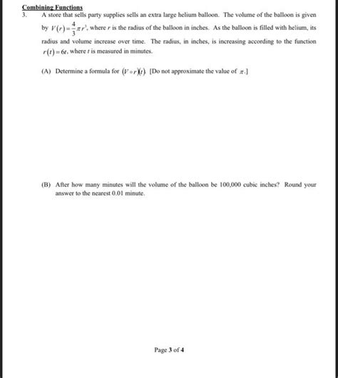 Solved Combining Functions 3 A Store That Sells Party Chegg