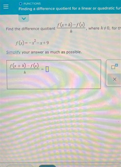 Solved O Functions Finding A Difference Quotient For A