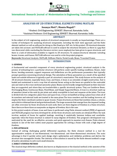 Analysis Of 2d Structural Elements Using Matlab Pdf Analysis Of 2d Structural Elements Using Matlab Pdf