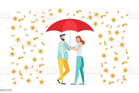 면역 체계 벡터 아이콘 로고입니다 세균 성 건강 바이러스에 대한 보호 인간의 세균의 의료 예방 건강한 사람들에게는 빨간 우산의 도움으로 박테리아의 공격이 반영됩니다 의학