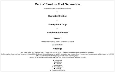 Carlos Random Tool Generation
