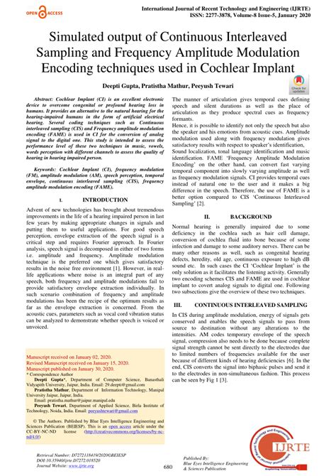 Pdf Simulated Output Of Continuous Interleaved Sampling And Frequency Amplitude Modulation