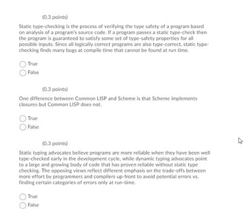 Solved 03 Points Static Type Checking Is The Process Of