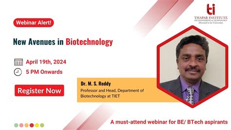 Thapar Institute Webinar Biotechnology 2024
