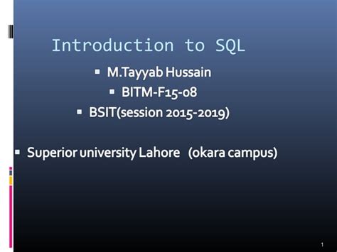 Introduction To Sql Ppt