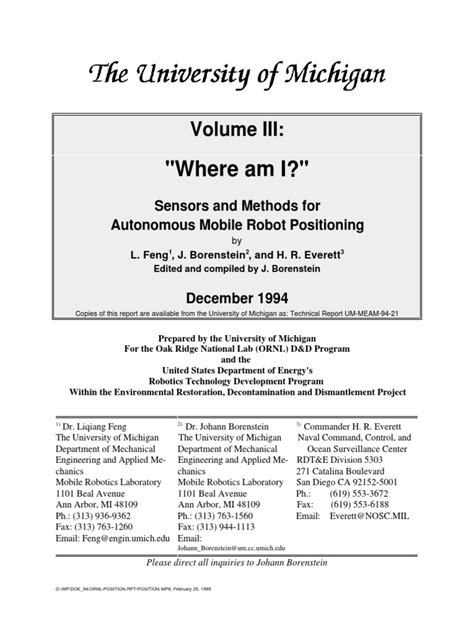 sensors and methods for autonomous mobile robot positioning pdf