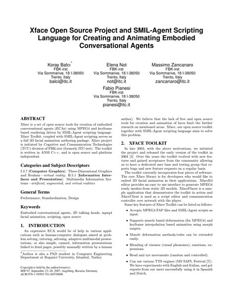 Pdf Xface Open Source Project And Smil Agent Scripting Language For