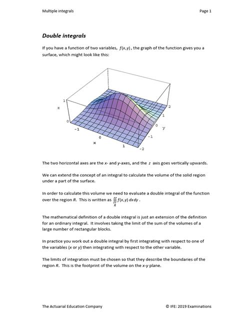 Multiple Integrals 2019 Pdf Integral Cartesian Coordinate System