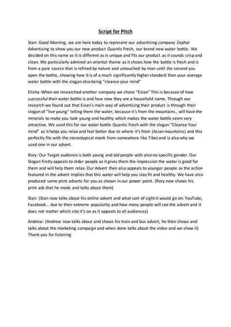 Script For Pitch Pdf