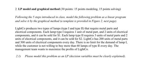 Solved 2 Lp Model And Graphical Method 30 Points 15