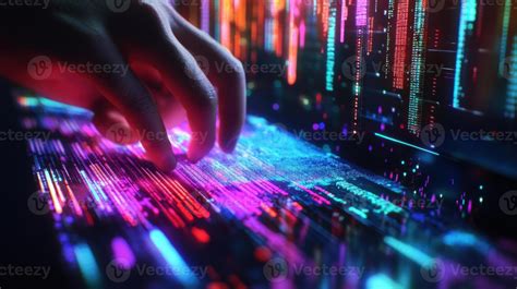 Closeup Of A Multiscreen Workstation Showcasing Incoming Data Streams In Vibrant Colors While