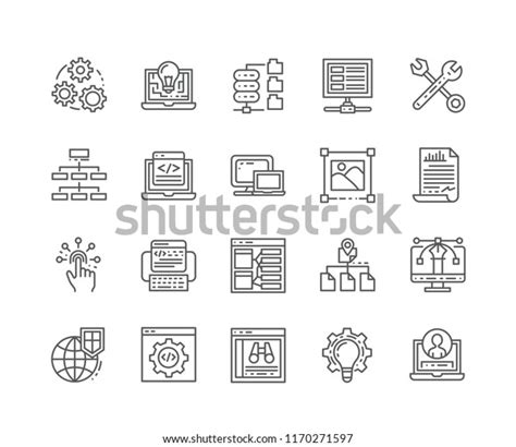Set Web Development Outline Icons Isolated Stock Vector Royalty Free 1170271597 Shutterstock