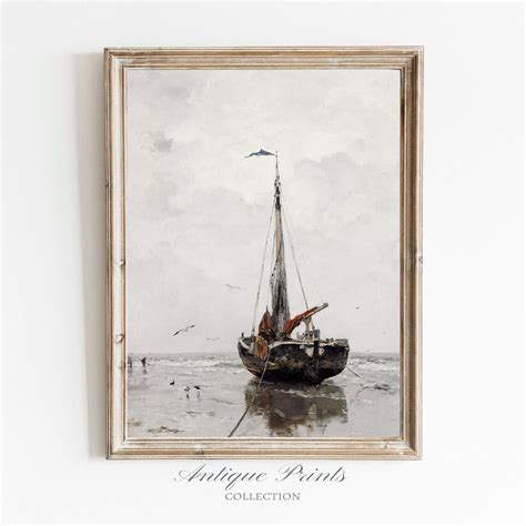 Moody Sailing Vintage Wall Art Sailboat Antique Seascape Print