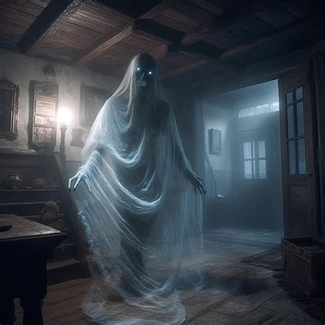 Premium Ai Image Scary Phantom In A Haunted House Generative Ai
