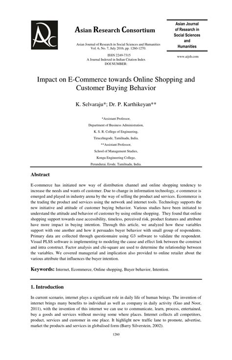 Pdf Impact On E Commerce Towards Online Shopping And Customer Buying Behavior