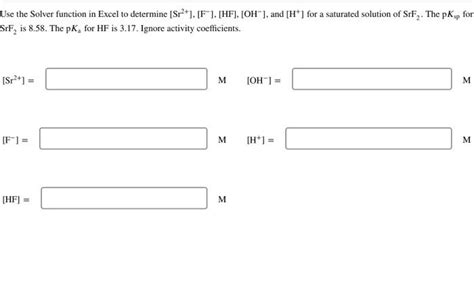 Solved Use The Solver Function In Excel To Determine Sr