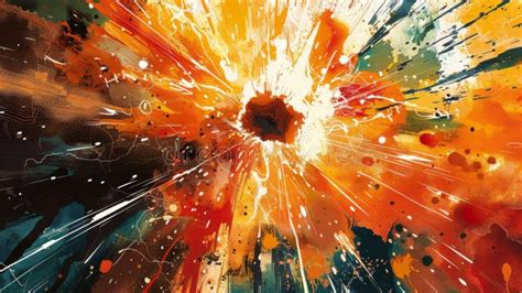 Abstract Explosion Of Vibrant Colors With Dynamic Splashes Modern Digital Art Stock Image