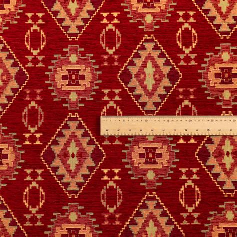 Heavyweight Traditional Kilim Aztec Red Pattern Upholstery Furnishing