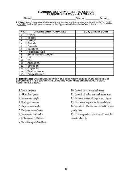 Learning Activity Sheets In Science 10 Quarter 3 Module 1 Week 1 Pdf