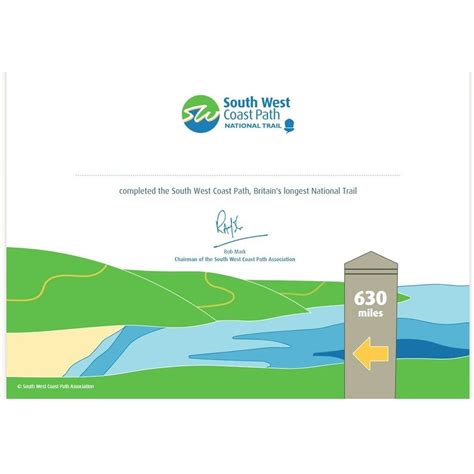 Completion Certificate South West Coast Path Shop