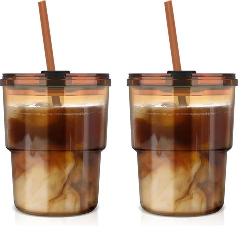 Luxfuel 13 Oz Tumbler Water Glass Cups With Straw And Lid