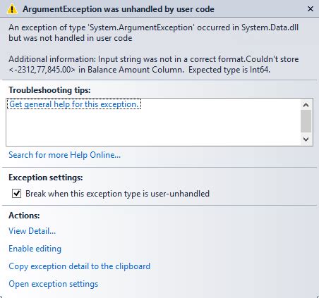 C Input String Was Not In A Correct Format Couldn T Store In Column
