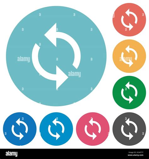 Programming Loop Flat White Icons On Round Color Backgrounds Stock