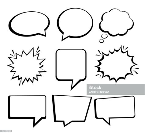 연설 또는 생각 거품 복고풍 빈 연설 거품 설정 9 에 1 벡터 아이콘 개념에 대한 스톡 벡터 아트 및 기타 이미지 개념 기포 대화 풍선 문자 기호 Istock