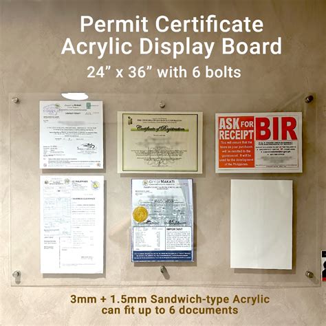 Le Acrylic Business Permit Certificate Registration Display Insert
