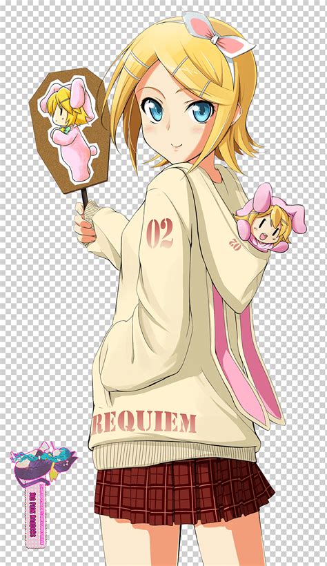 Rin Kagamine Render 흰 까마귀 애니메이션 캐릭터 일러스트의 노란 머리 여자 Png Klipartz