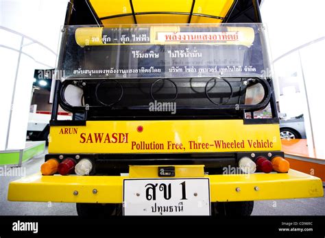 June 25 2010 Bangkok Thailand Thailand 1st Solar Powered Auto Rickshaw On Display At