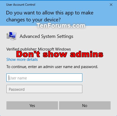 Hide Or Show Administrators In UAC For Standard Users In Windows Tutorials