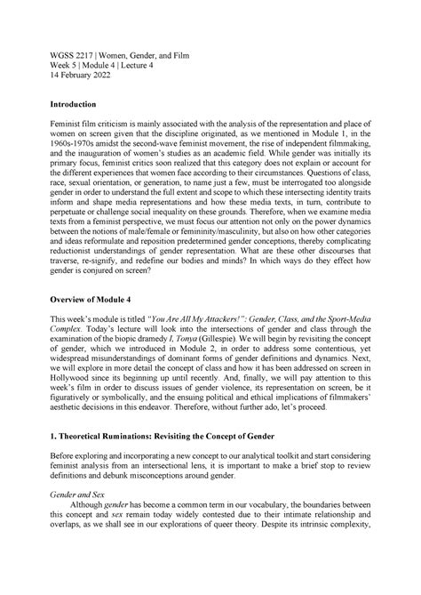 WGSS2217 SP22 Briggs Week 5 Module 4 Lecture Transcript WGSS 2217