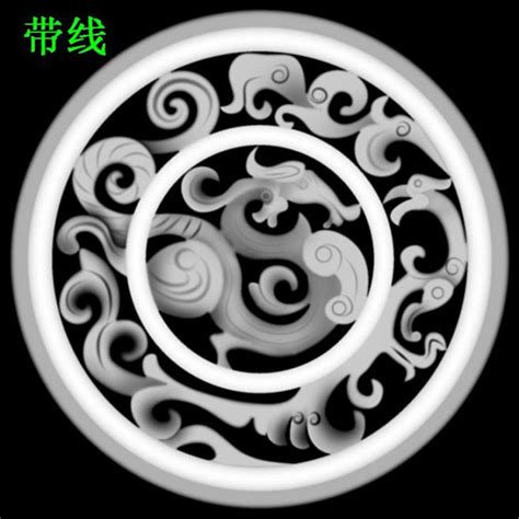 L039精雕图浮雕灰度图雕刻圆形花图库