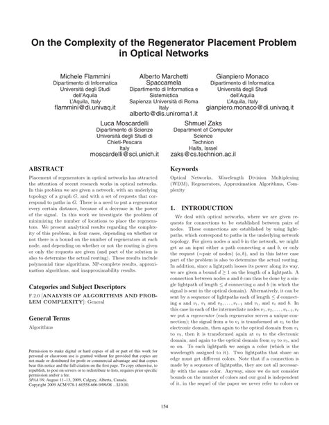 Pdf On The Complexity Of The Regenerator Placement Problem In Optical Networks