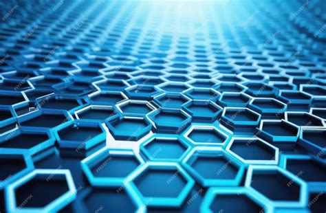 Premium Photo A Blue Hexagonal Pattern Resembling A Futuristic Honeycomb Structure Rays Of