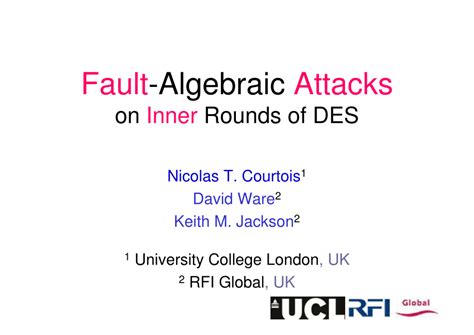 Pdf Fault Algebraic Attacks On Inner Rounds Of Des