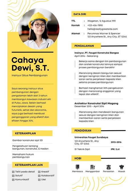 Gallery Of Contoh Cv Teknik Sipil Dunia Belajar Contoh Cv Teknik Free Power Point Template Ppt