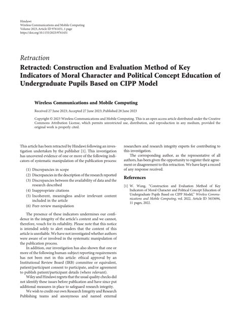 Pdf Retracted Construction And Evaluation Method Of Key Indicators