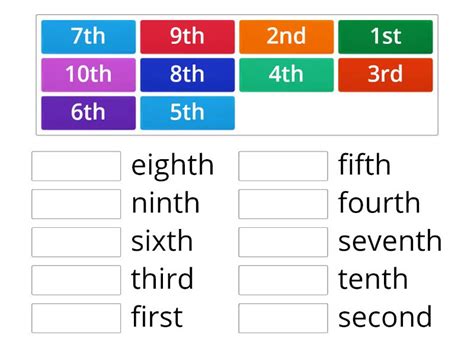 Ordinal Numbers Match Up